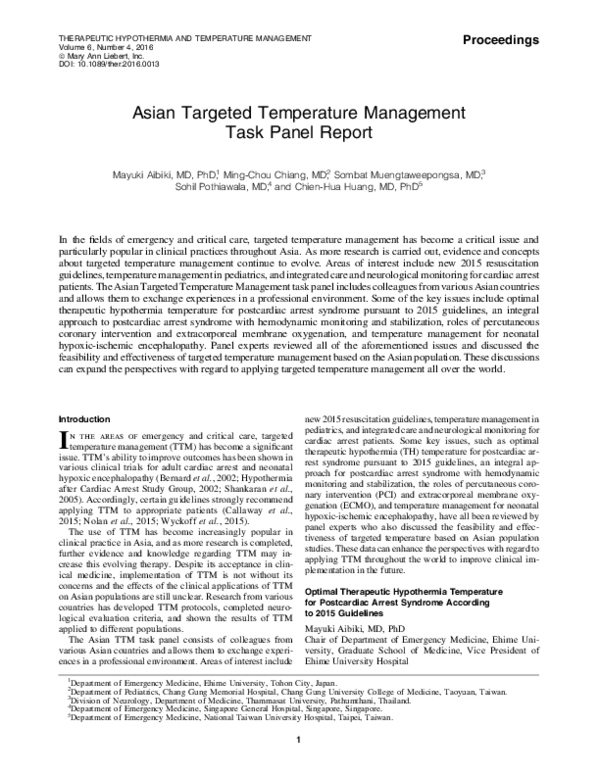 (PDF) Asian Targeted Temperature Management Task Panel Report