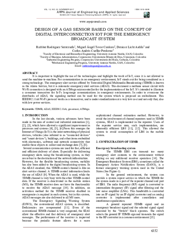 (PDF) Design of a Gas Sensor Based on the Concept of Digital Interconnection Iot for the ...