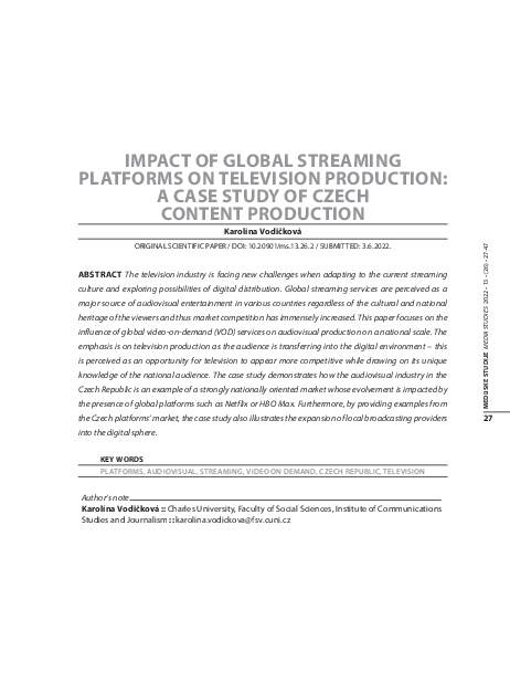 (PDF) Impact of Global Streaming Platforms on Television Production