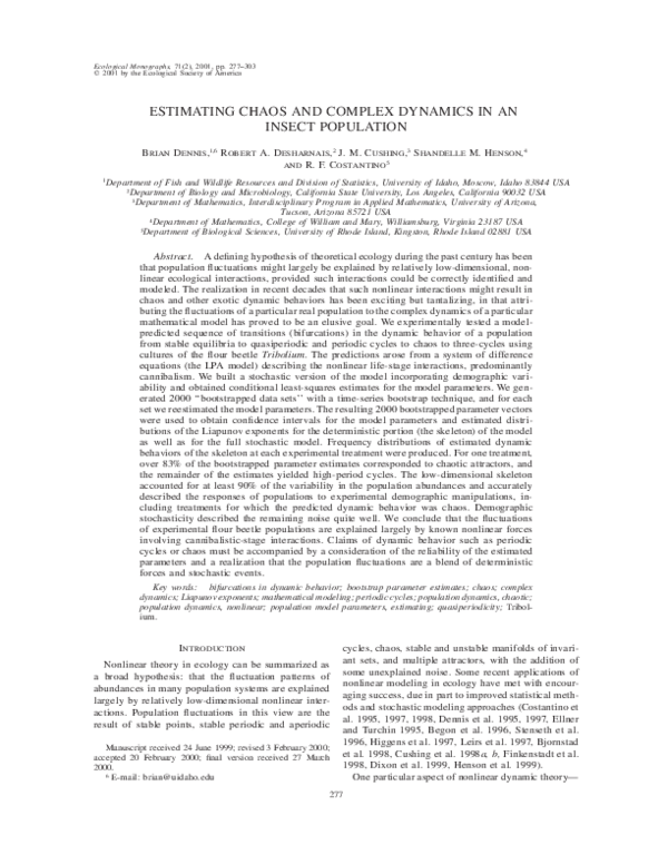 (PDF) Estimating Chaos and Complex Dynamics in an Insect Population