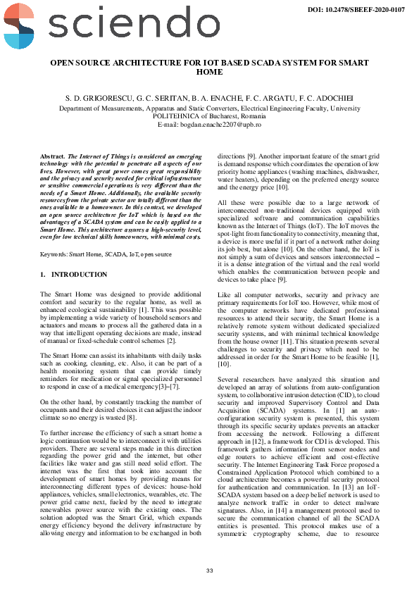 Pdf Open Source Architecture For Iot Based Scada System For Smart Home