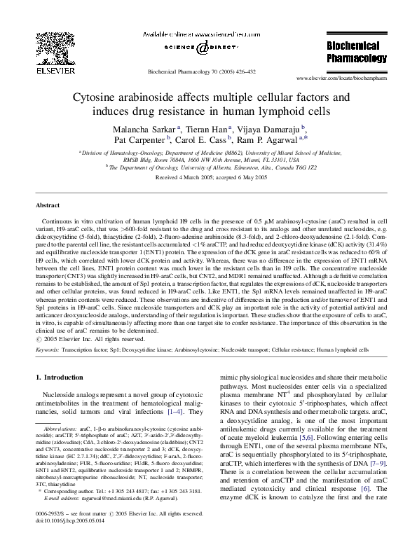 (PDF) Cytosine arabinoside affects multiple cellular factors and ...