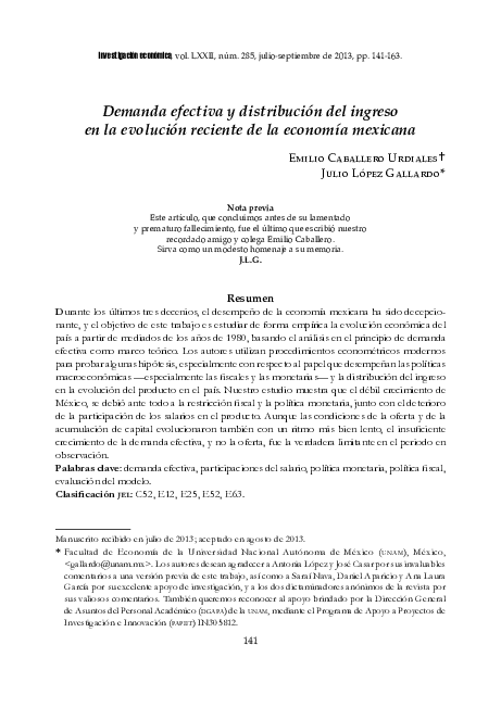 (PDF) Demanda efectiva y distribución del ingreso en la evolución ...