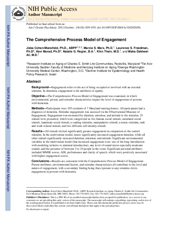 (PDF) The comprehensive process model of engagement