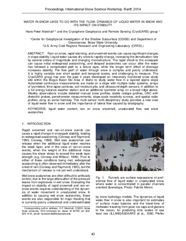 (PDF) Water in Snow Likes to Go with the Flow: Dynamics of Liquid Water ...