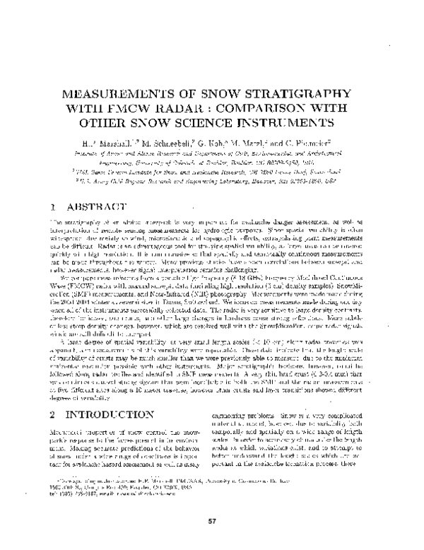 (PDF) Measurements of Snow Straigraphy with FMCW Radar: Comparison with ...