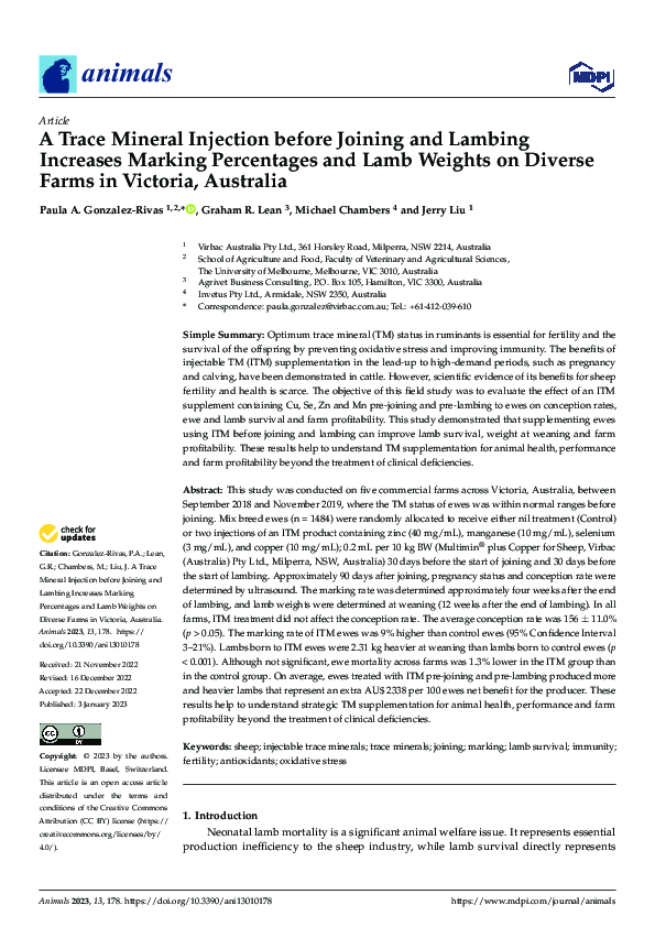 (PDF) A Trace Mineral Injection before Joining and Lambing Increases ...