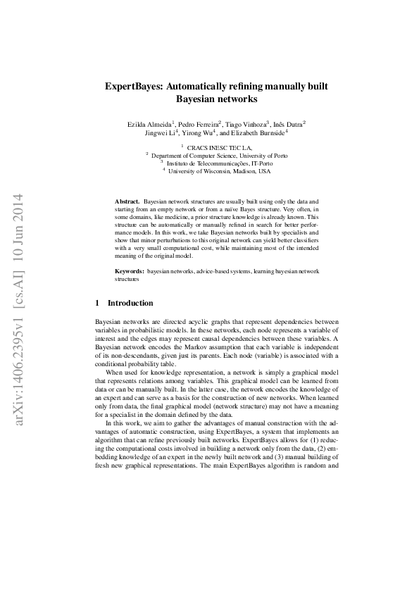 (PDF) Expert Bayes: Automatically Refining Manually Built Bayesian Networks