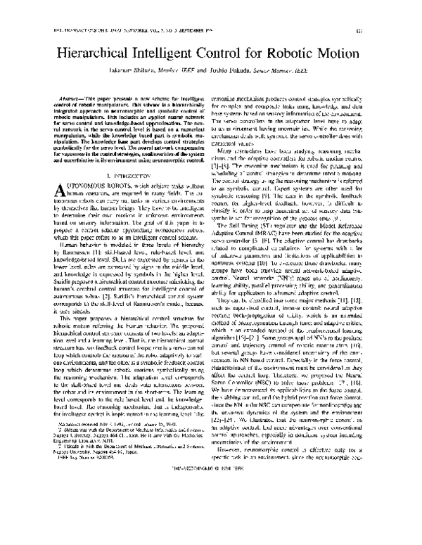 (PDF) Hierarchical intelligent control for robotic motion