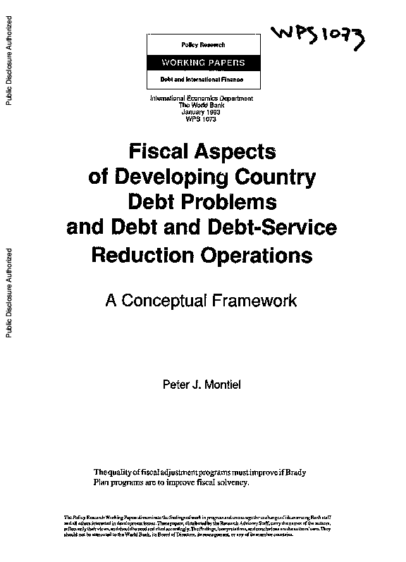 (PDF) Fiscal aspects of developing countrydebt problems and debt and ...