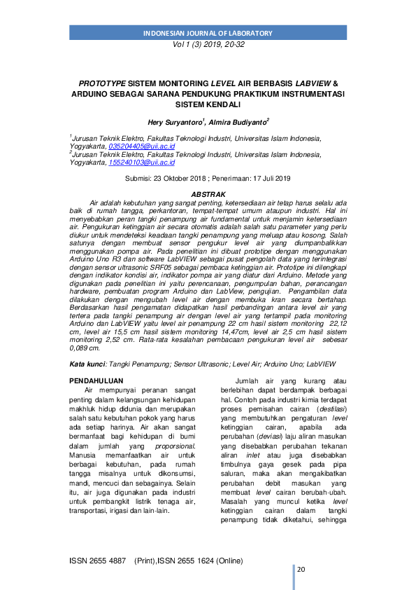 (PDF) Prototype Sistem Monitoring Level Air Berbasis Labview dan ...