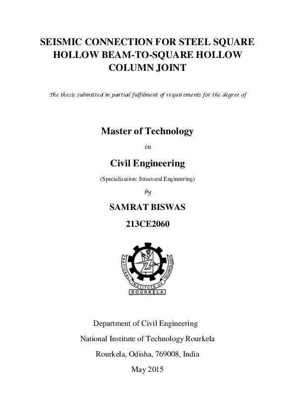 (PDF) Seismic Connection for Steel Square Hollow Beam-To-Square Hollow ...