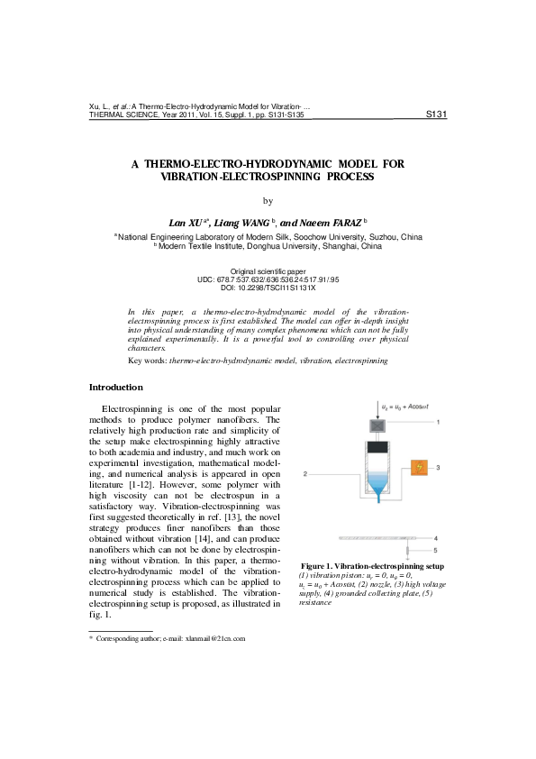 (PDF) A thermo-electro-hydrodynamic model for vibration-electrospinning ...
