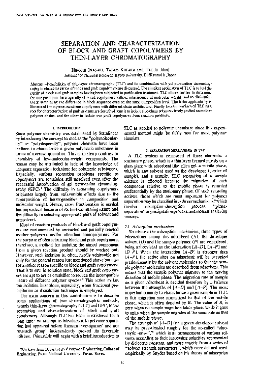 (PDF) Separation and Characterization of Block and Graft Copolymers by Thin-Layer Chromatography
