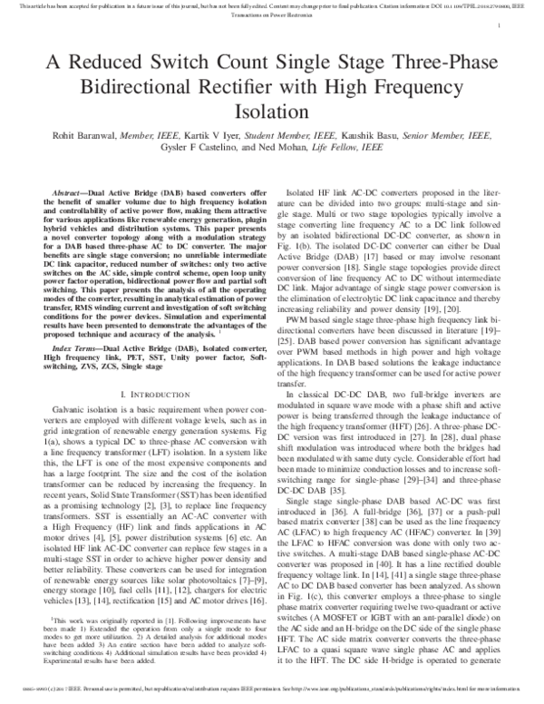 (PDF) A Reduced Switch Count Single-Stage Three-Phase Bidirectional ...