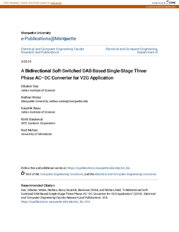 Pdf A Bidirectional Soft Switched Dab Based Single Stage Three Phase