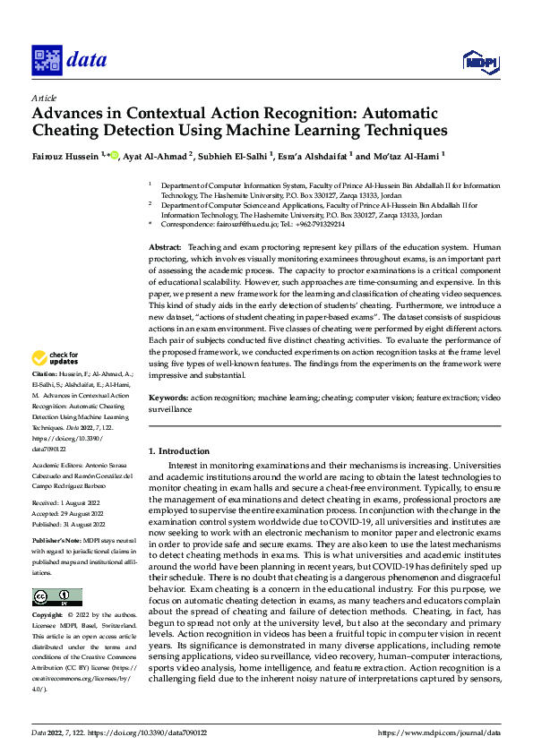 Pdf Advances In Contextual Action Recognition Automatic Cheating