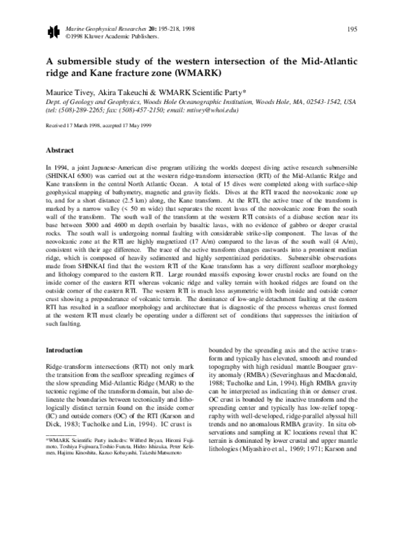 (PDF) A submersible study of the western intersection of the Mid ...