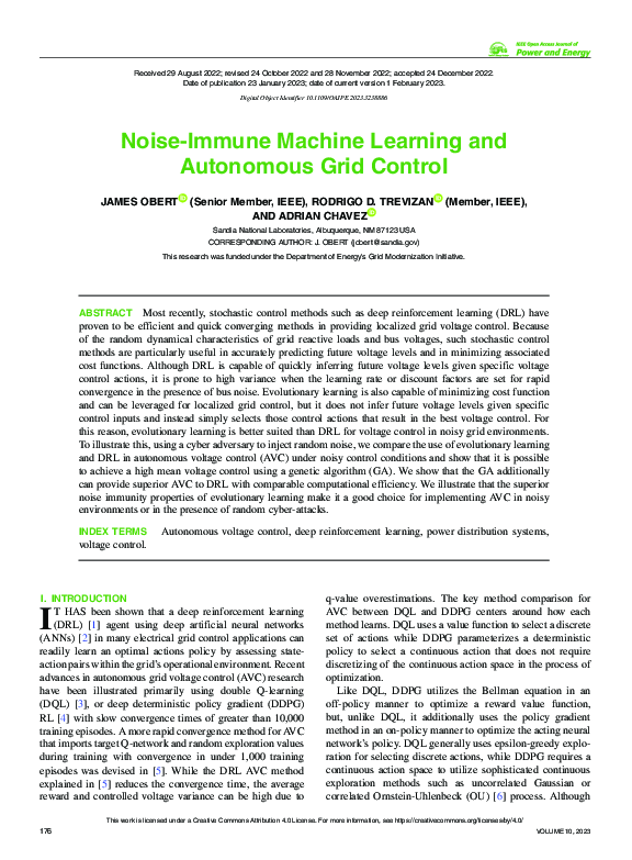 (PDF) Noise-Immune Machine Learning and Autonomous Grid Control