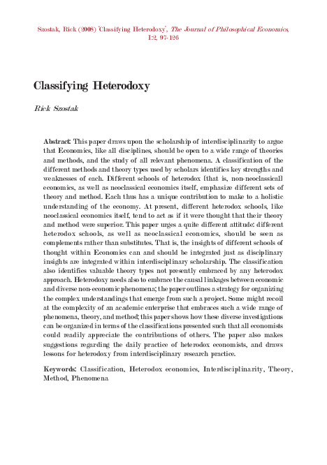 (PDF) Classifying Heterodoxy | Rick Szostak - Academia.edu