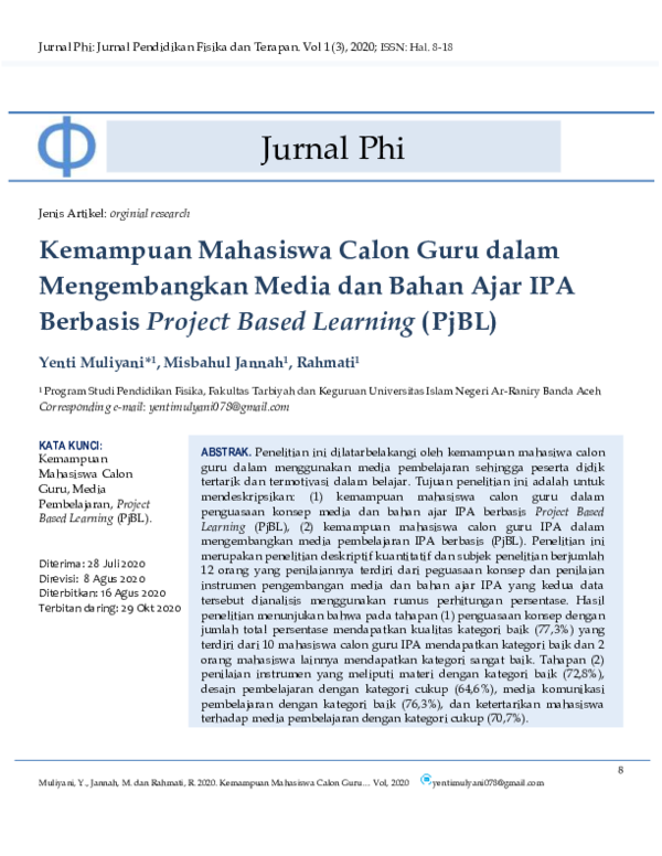(PDF) Kemampuan Mahasiswa Calon Guru Dalam Mengembangkan Media Dan Bahan Ajar IPA Berbasis ...