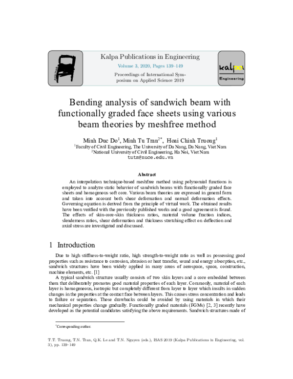 (PDF) Bending Analysis of Sandwich Beam with Functionally Graded Face Sheets Using Various Beam ...