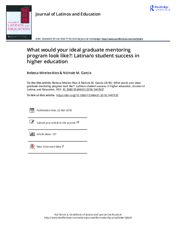 (PDF) What would your ideal graduate mentoring program look like?: Latina/o student success in ...