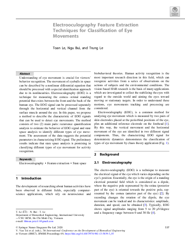 (PDF) Electrooculography Feature Extraction Techniques for ...