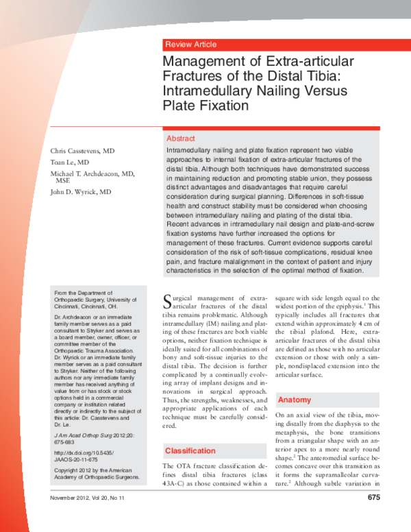 (PDF) Management of Extra-articular Fractures of the Distal Tibia: Intramedullary Nailing Versus ...