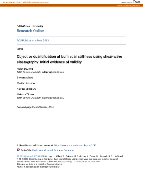 (PDF) Objective quantification of burn scar stiffness using shear-wave ...