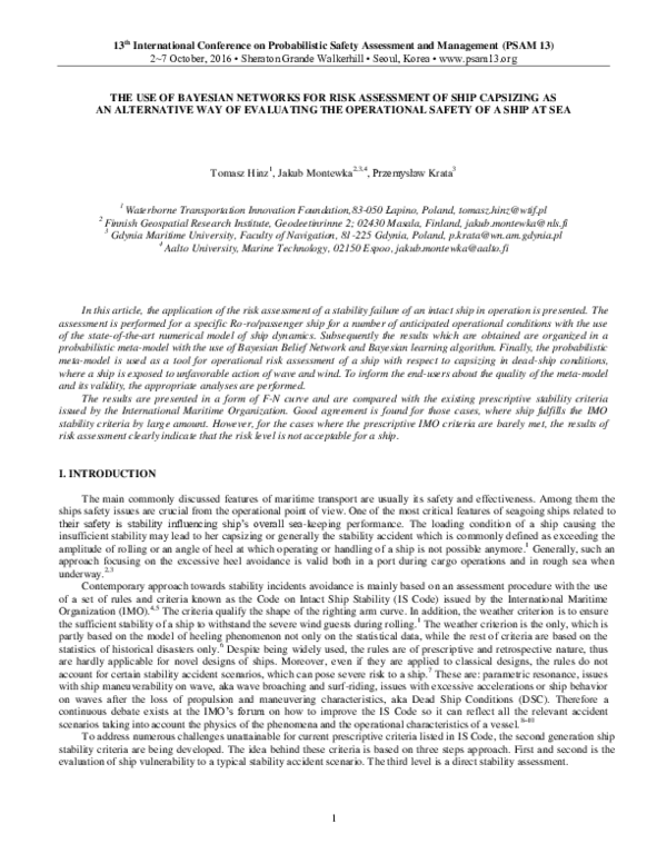 Pdf The Use Of Bayesian Networks For Risk Assessment Of Ship Capsizing As An Alternative Way