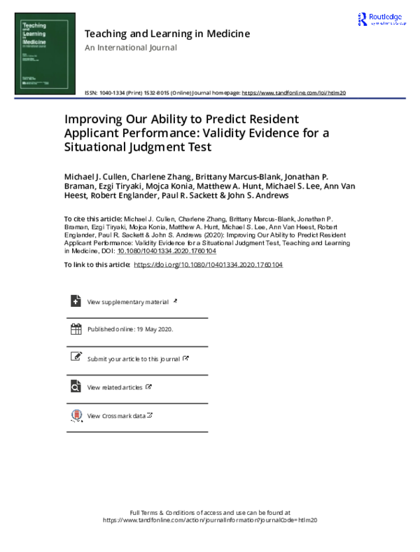 (PDF) Improving Our Ability to Predict Resident Applicant Performance ...