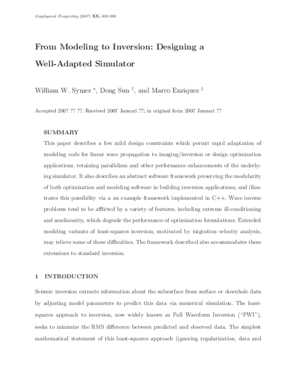 (PDF) From modelling to inversion: designing a well-adapted simulator ...