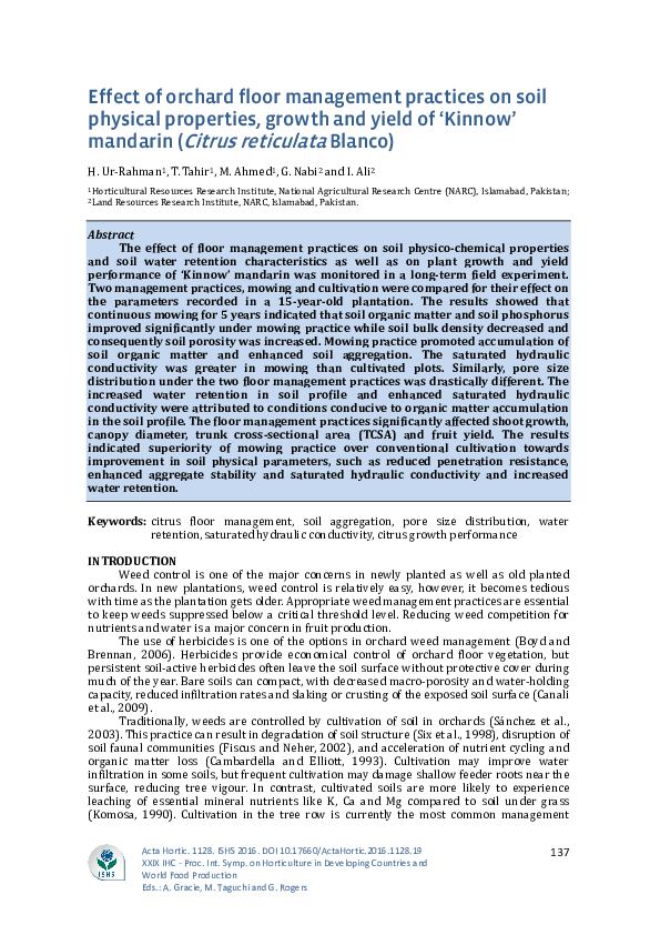 (PDF) Effect of Orchard Floor Management Practices on Growth, Yield and ...