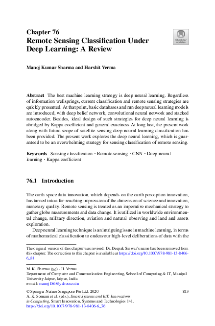 (PDF) Remote Sensing Classification Under Deep Learning: A Review