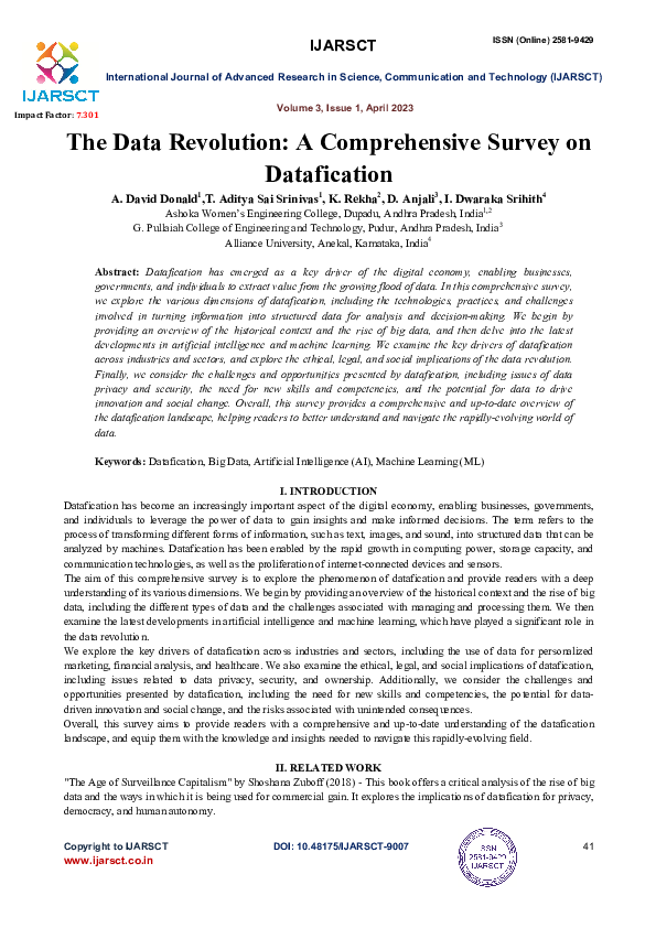 (PDF) The Data Revolution: A Comprehensive Survey on Datafication