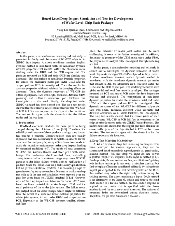 (PDF) Board level drop impact simulation and test for development of ...