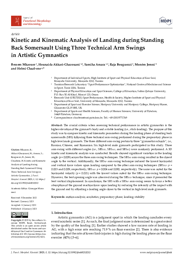 (PDF) Kinetic and Kinematic Analysis of Landing during Standing Back ...