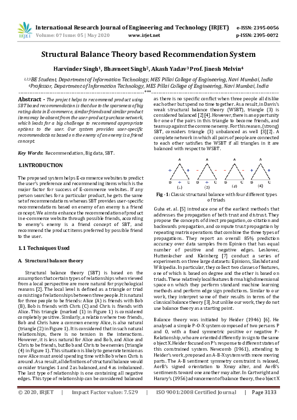 (PDF) Structural Balance Theory based Recommendation System