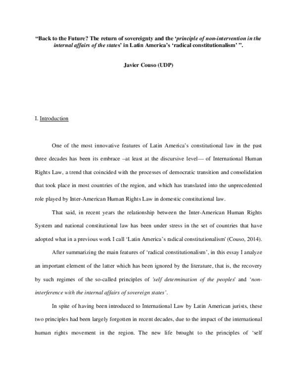 (PDF) Back to the future? The return of sovereignty and the principle ...