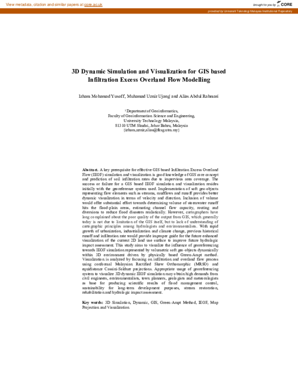 (PDF) 3D Dynamic Simulation and Visualization for GIS-based Infiltration Excess Overland Flow ...