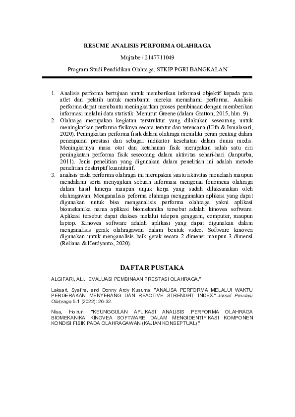 (DOC) RESUME ANALISIS PERFORMA OLAHRAGA