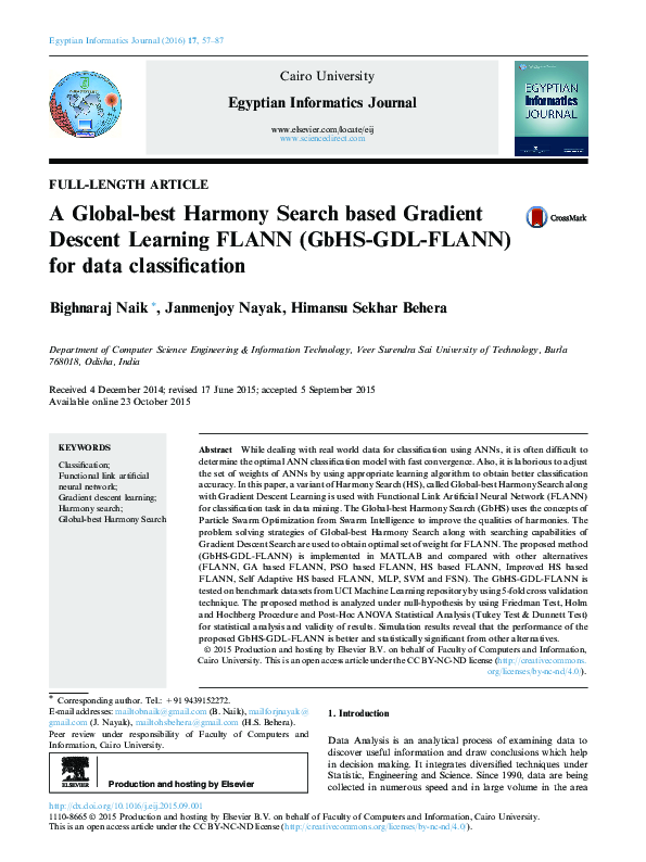 (PDF) A Global-best Harmony Search based Gradient Descent Learning FLANN (GbHS-GDL-FLANN) for ...