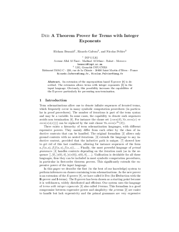 (PDF) Dei: A Theorem Prover for Terms with Integer Exponents