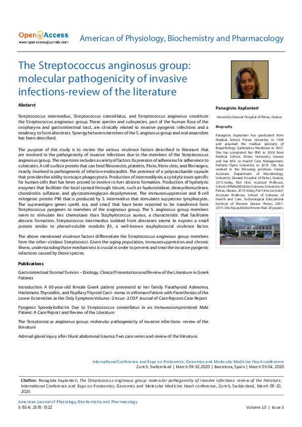 (PDF) The Streptococcus anginosus group: molecular pathogenicity of ...