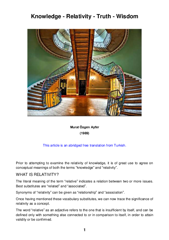 (PDF) Knowledge -Relativity -Truth -Wisdom