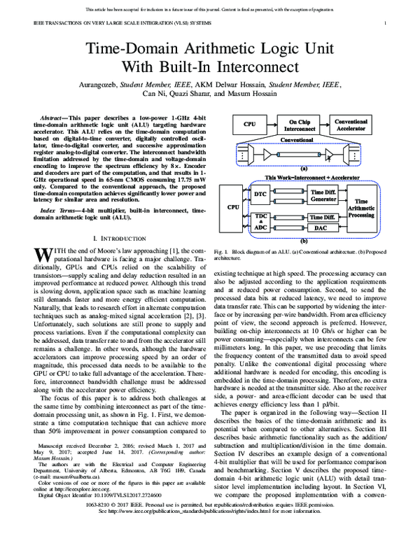 (PDF) Time-Domain Arithmetic Logic Unit With Built-In Interconnect