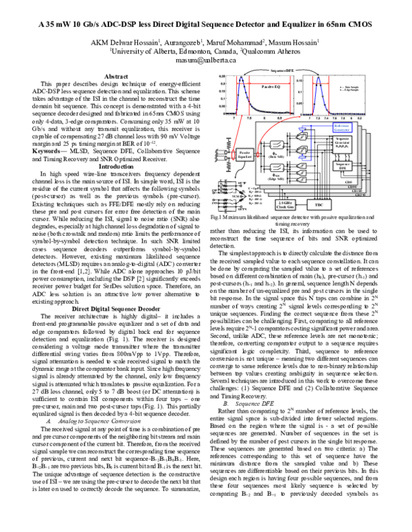 (PDF) A 35 mW 10 Gb/s ADC-DSP less direct digital sequence detector and ...