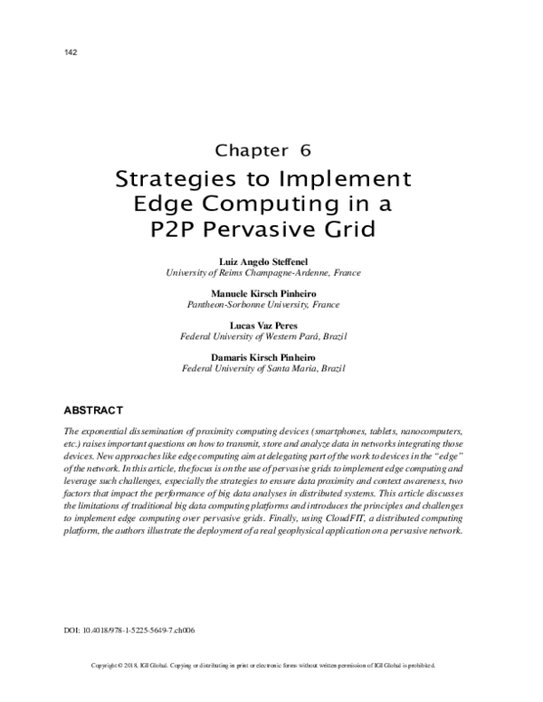 (PDF) Strategies to Implement Edge Computing in a P2P Pervasive Grid