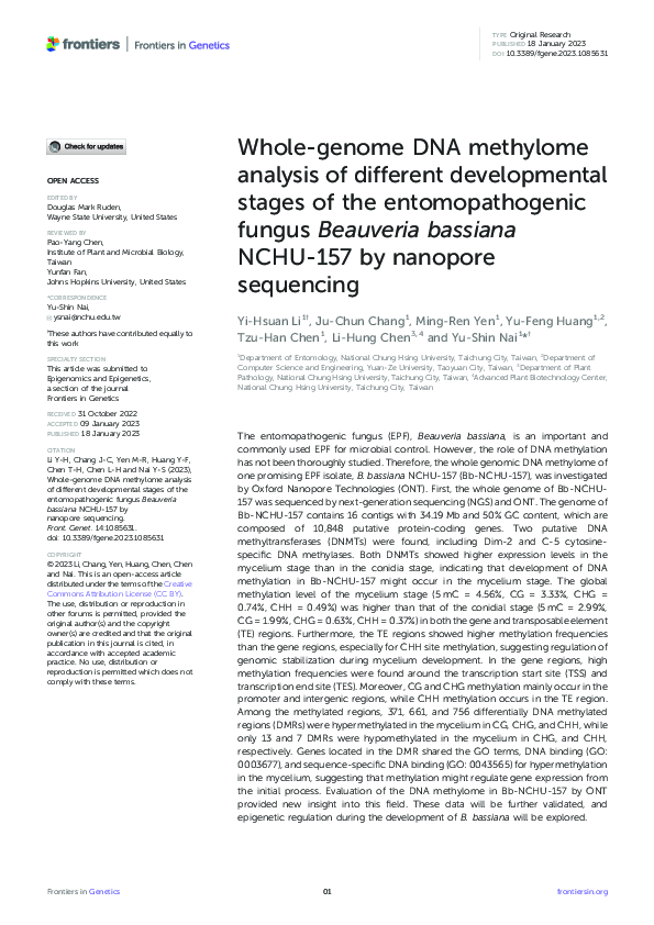 (PDF) Whole-genome DNA methylome analysis of different developmental stages of the ...